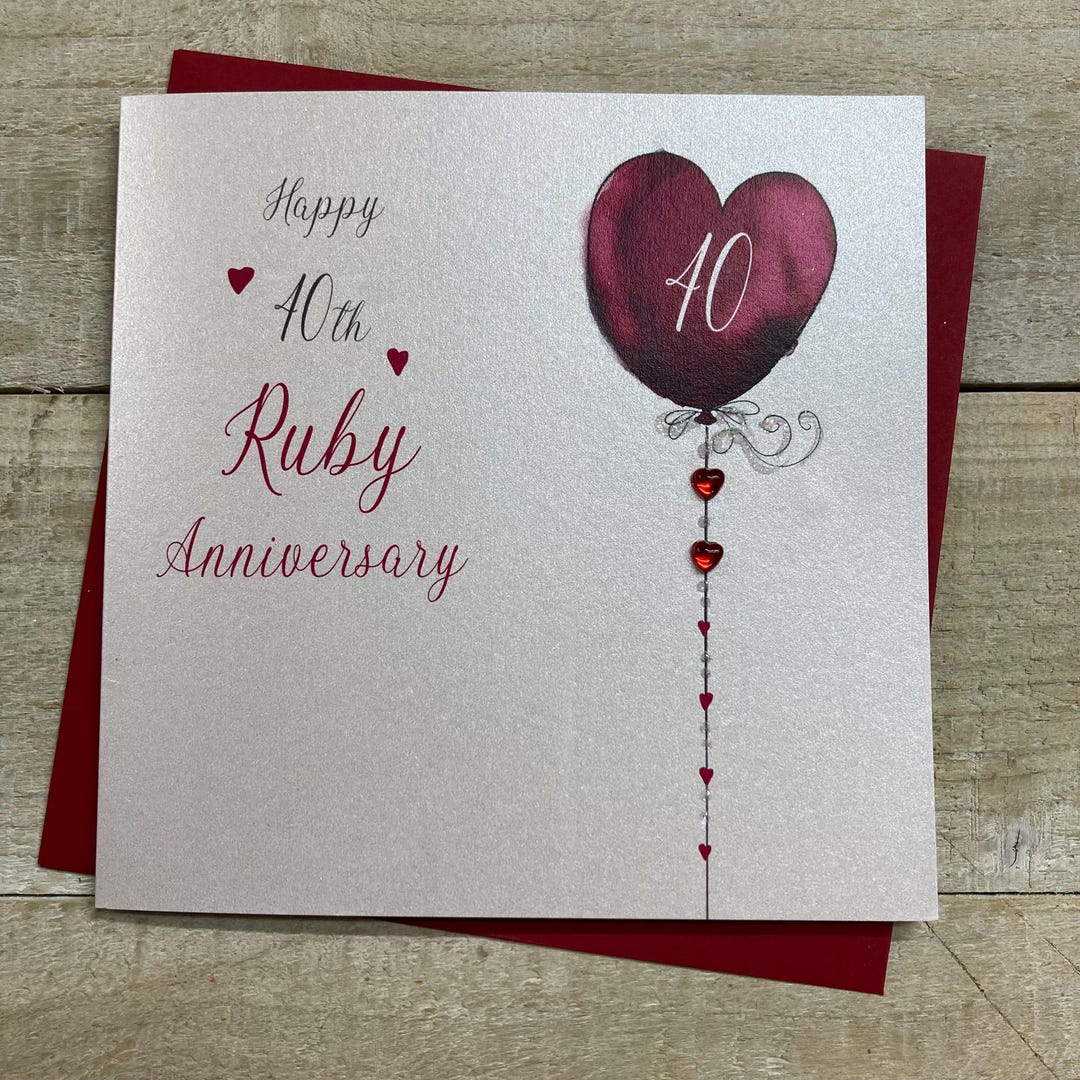 40th Ruby Anniversary Handmade Card - Flutes Design Special Friends ...