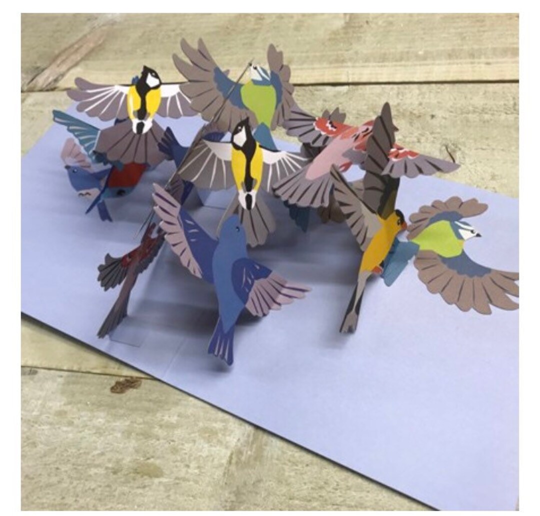 Pop up Card - Flying Purple Birds Design by 2totango - Etsy