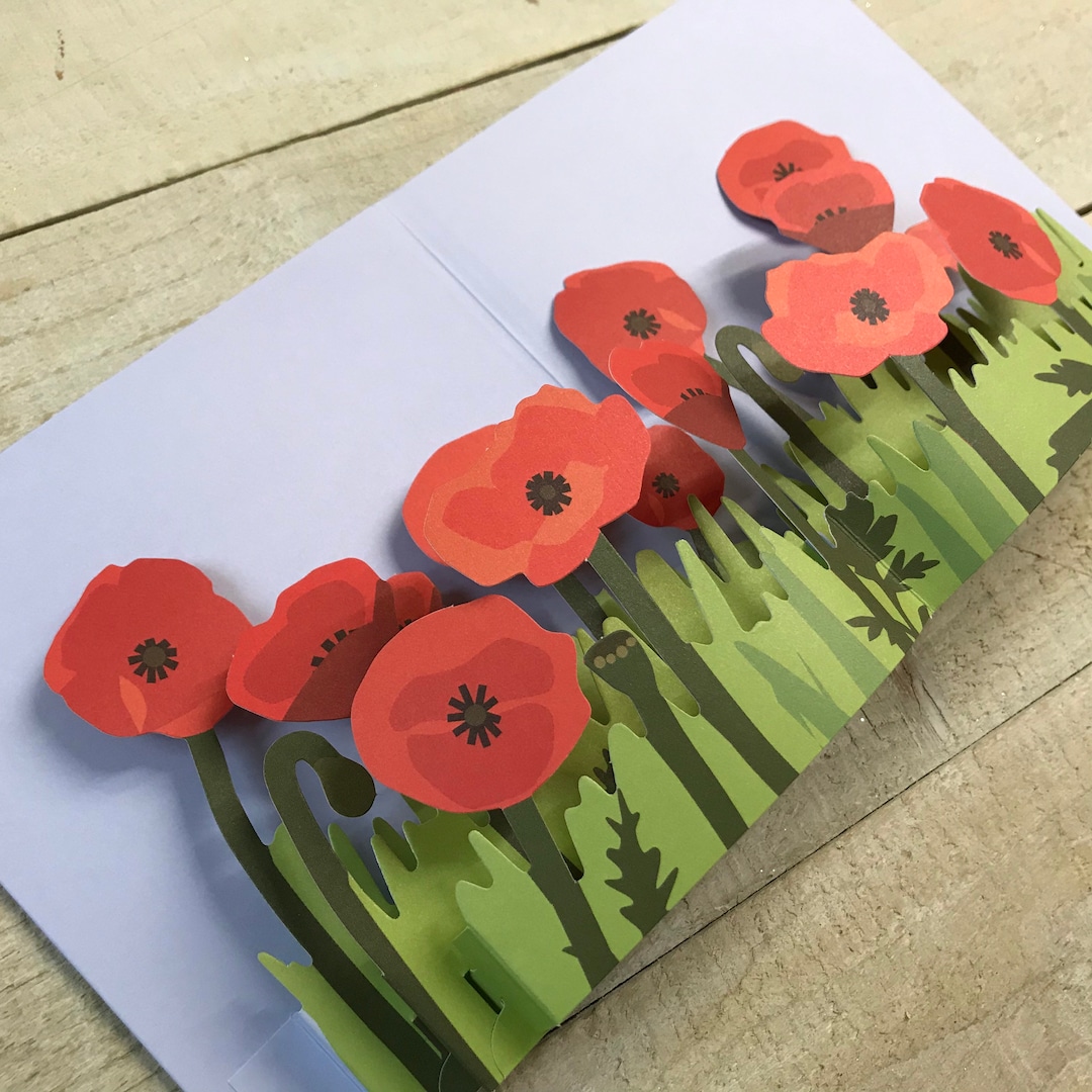 Pop up Card - Field of Poppies Design by 2totango - Poppy, Red Flowers ...