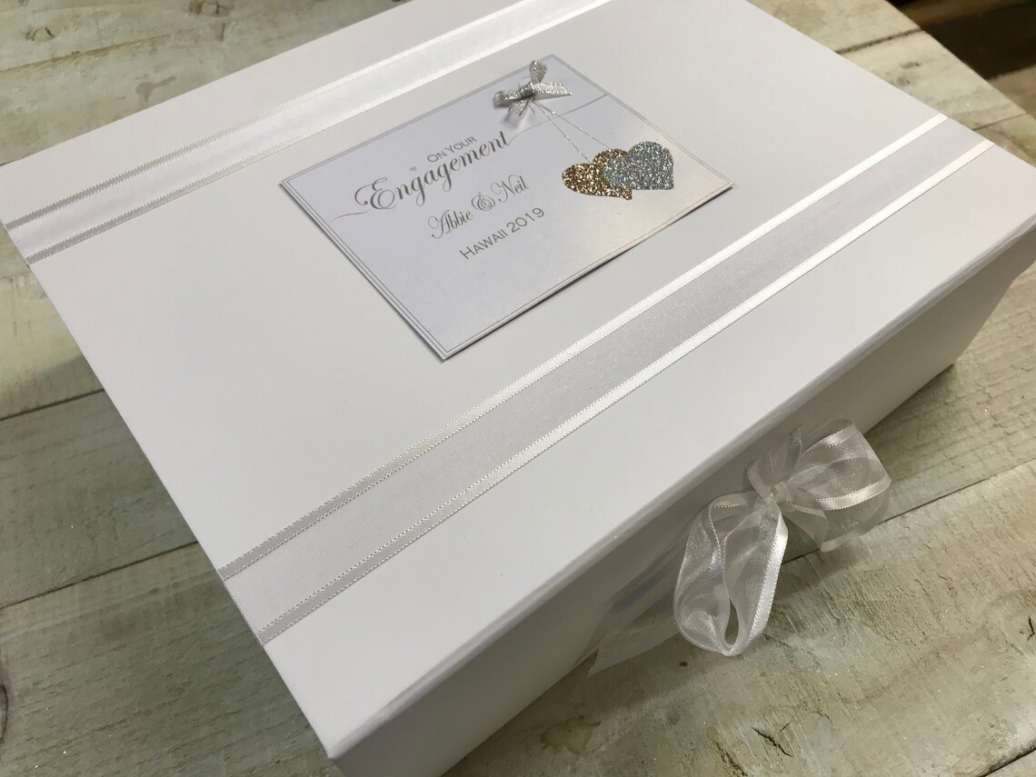 Personalised Engagement Keepsake Box Ring or Hearts Design - Etsy UK