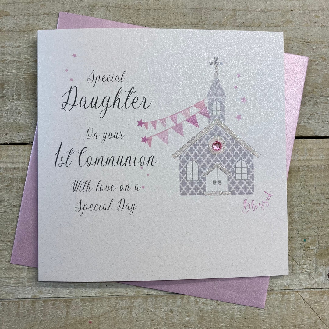 1st First Communion Handmade Card - Silver Church or Silver Balloon ...