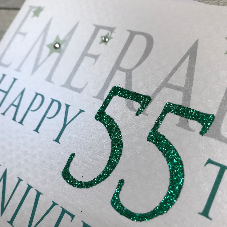 55th Emerald Anniversary Card - for Wife, Husband, Mum & Dad, Special ...