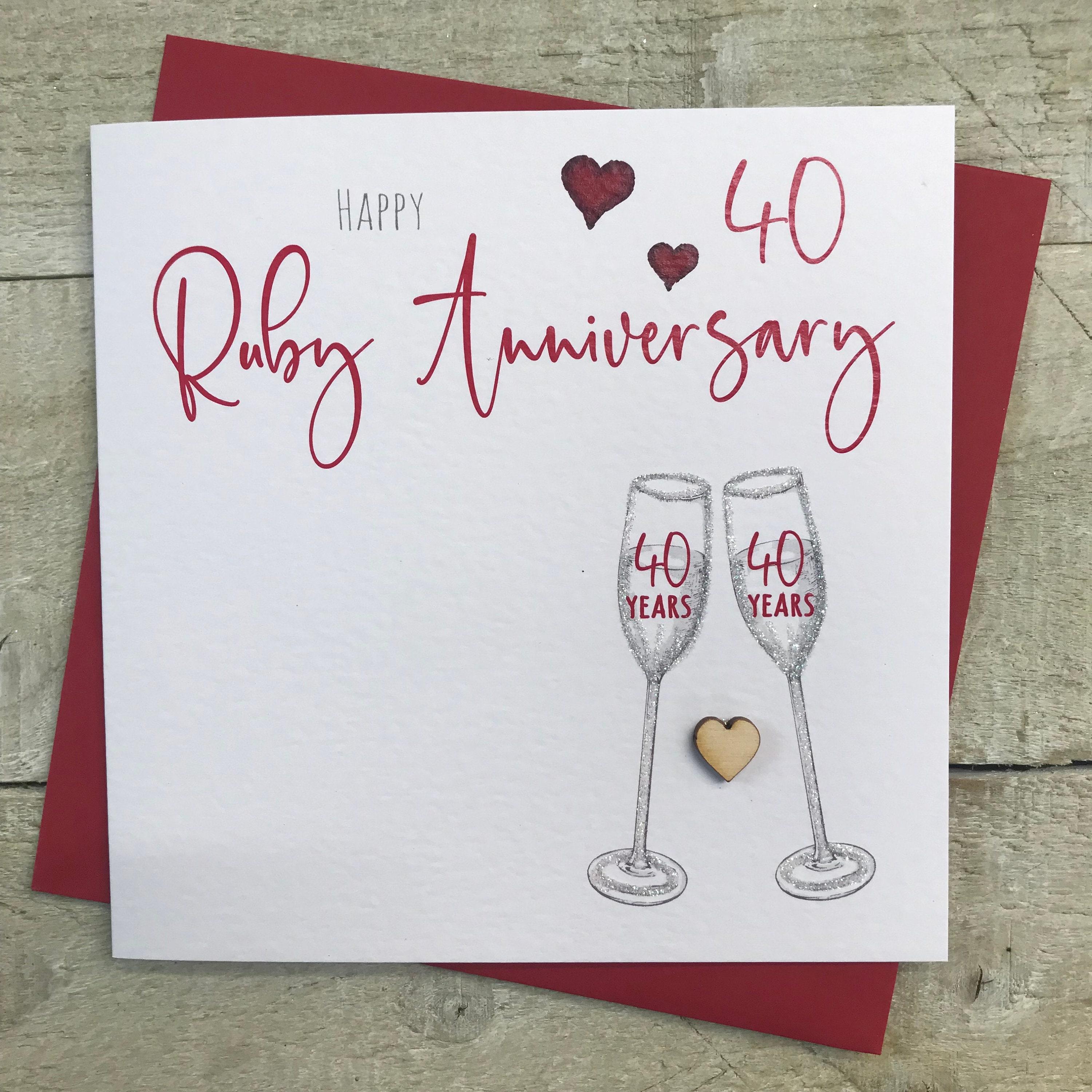 40th Ruby Anniversary Handmade Card Flutes Design Special - Etsy UK