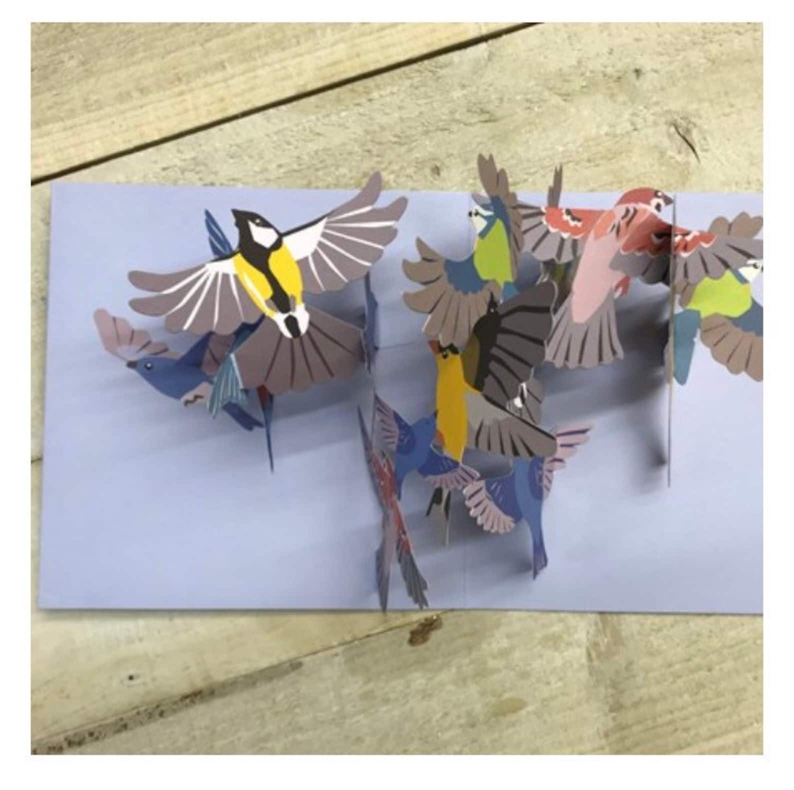 Pop up Card - Flying Purple Birds Design by 2totango - Etsy