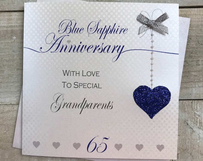 Sapphire Wedding Anniversary Card, Personalised Handmade Sapphire Wedding Anniversary Card, 45th ...