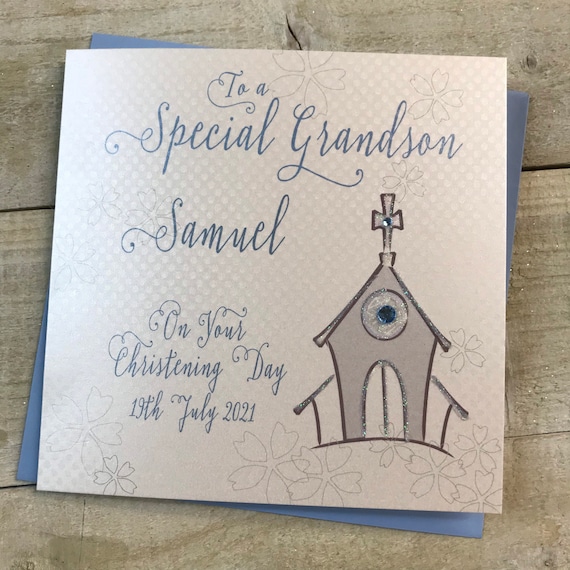 Personalised Special Grandson Handmade Christening Card Blue Etsy personalised-special-grandson-handmade-christening-card-blue-etsy