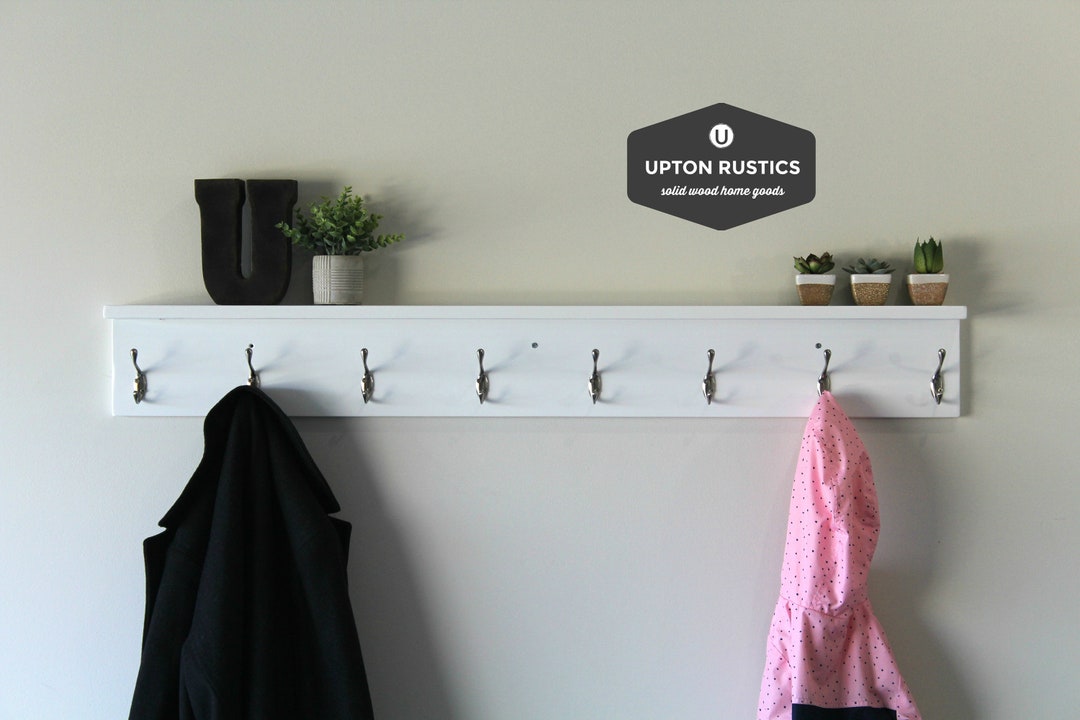 White Coat Rack Shelf With Hooks - Etsy
