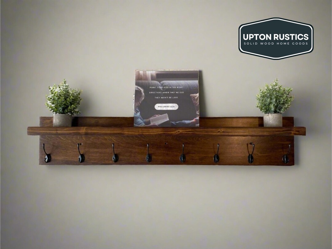 Coat Rack Wall Mount With Picture Ledge Shelf and Hooks - Etsy