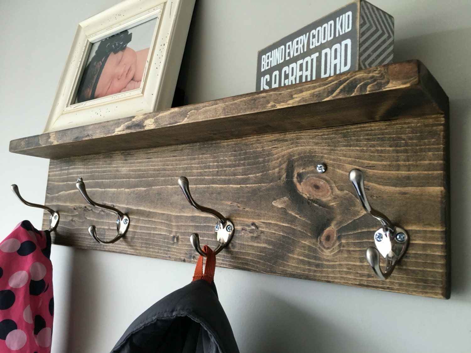 Rustic Coat Rack Shelf Wall Coat Rack With Shelf Wall Shelf | Etsy