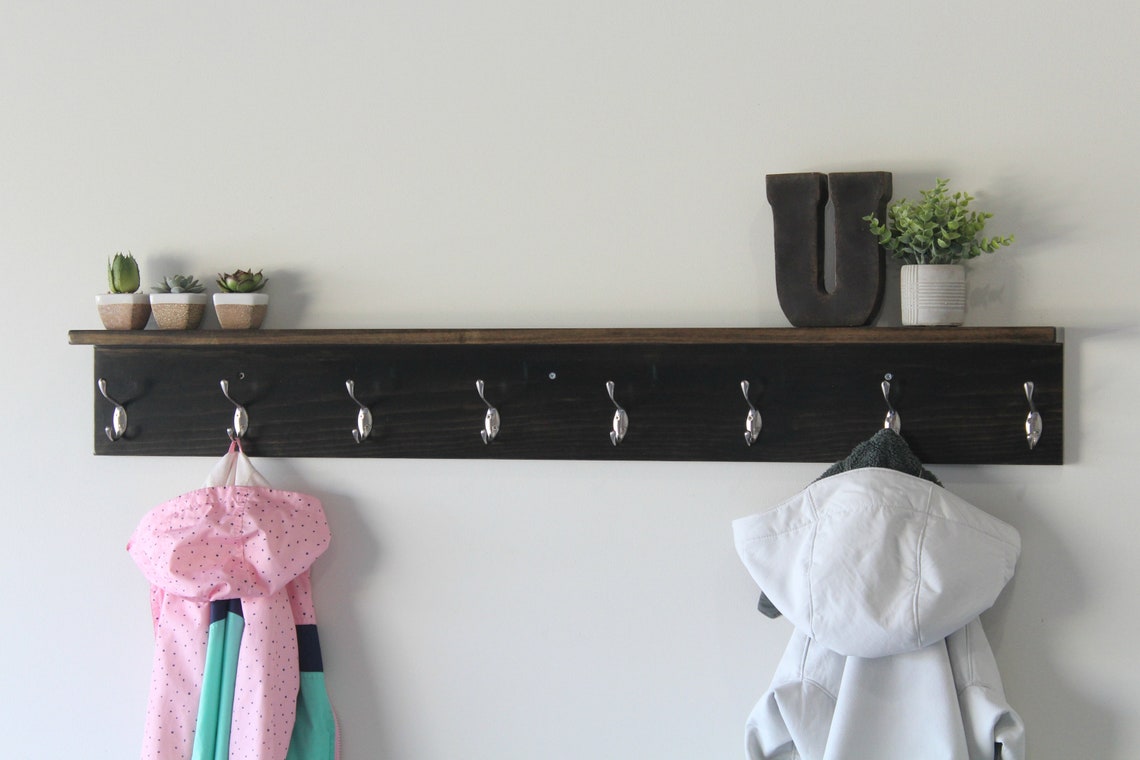 Rustic Coat Rack Shelf Wall Coat Rack With Shelf Wall Shelf - Etsy