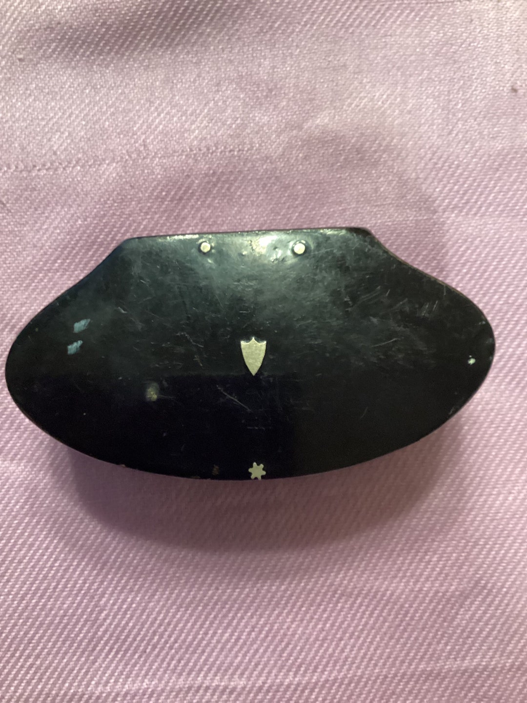 Antique Snuff Box, Black Lacquered Paper Mache Stuff Box With Pewter ...