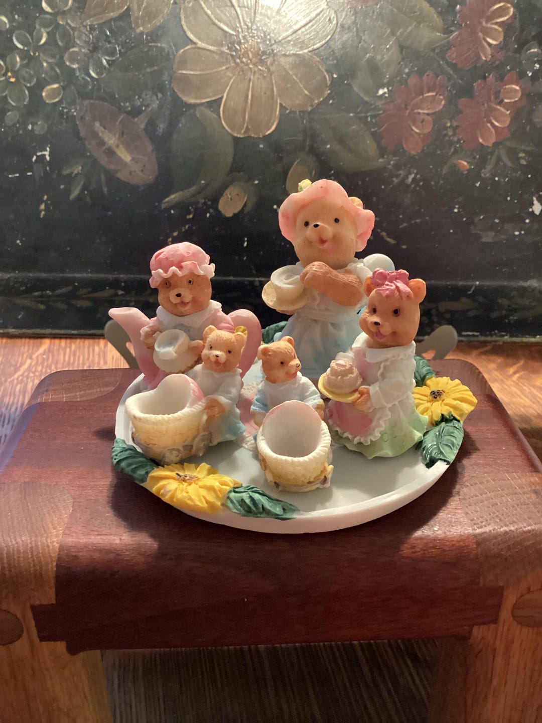 Vintage Miniature Baking Teddy Bear Tea Set, Teddy Bear Miniature Tea ...