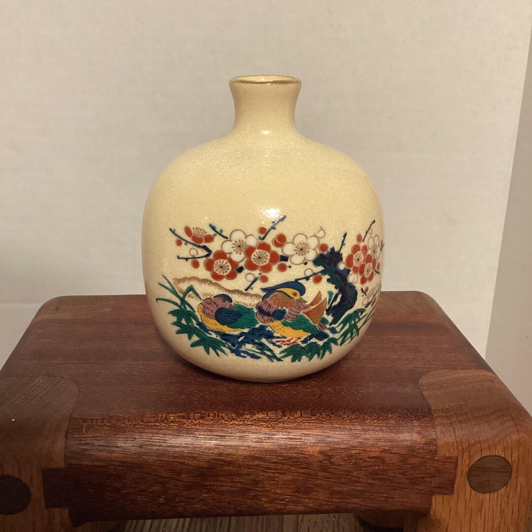 Satsuma Small Bud Vase, Japanese Netsuke Mini Vase, Tateyama Temple ...