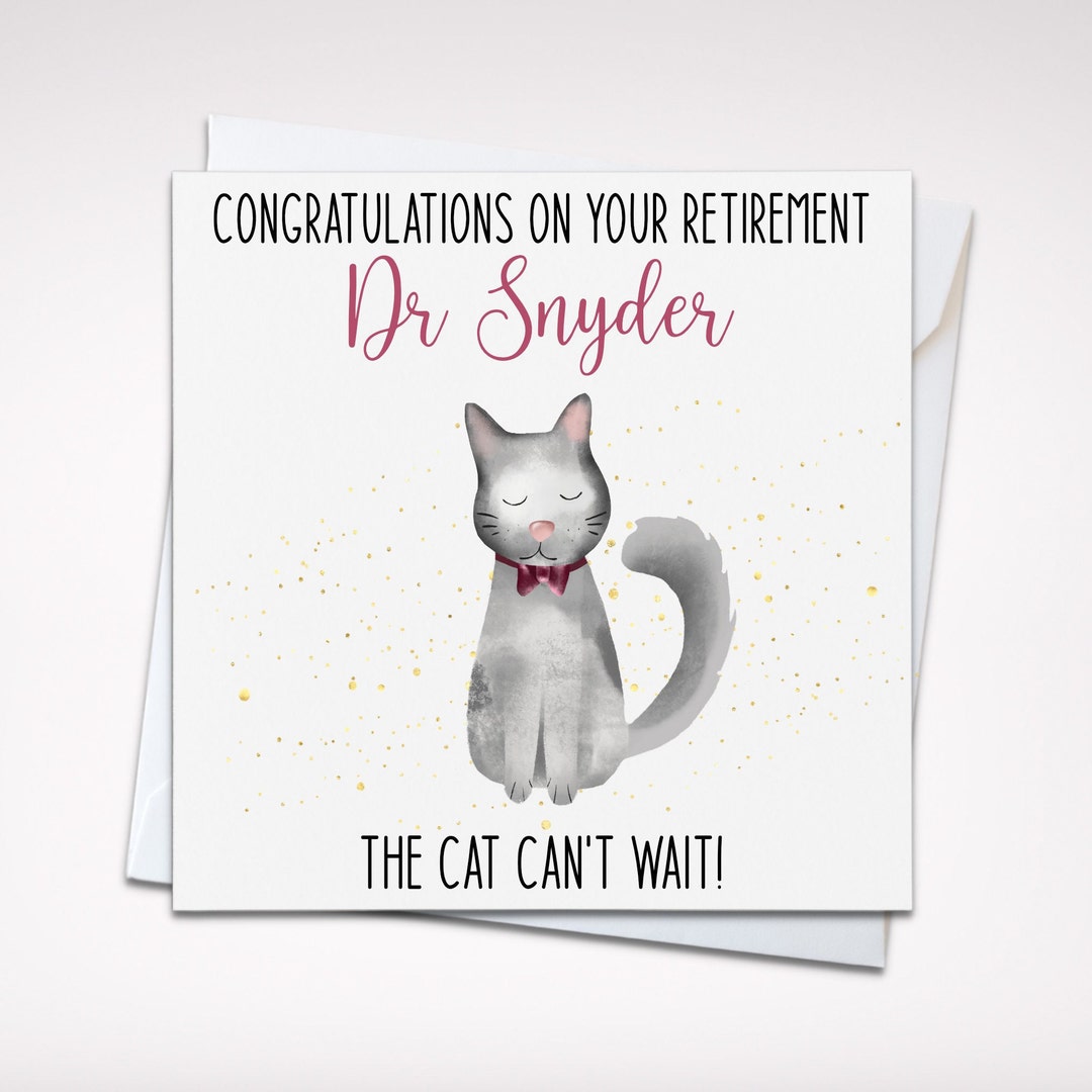 Personalised Retirement Card, Happy Retirement, Cat Retirement Card ...