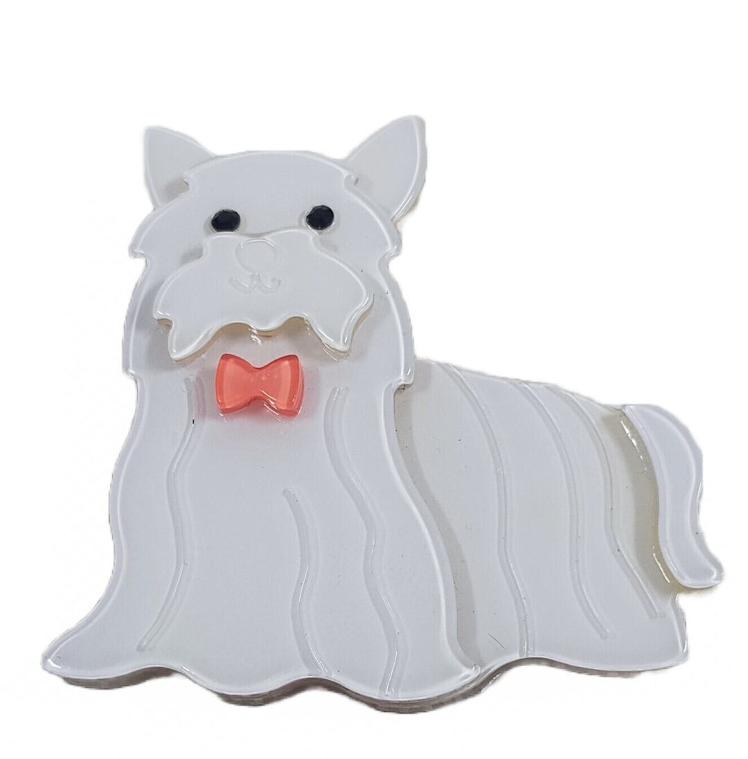 Quirky Kitsch Puppy Dog Brooch Lucite Badge Pin Rockabilly Retro Cute ...