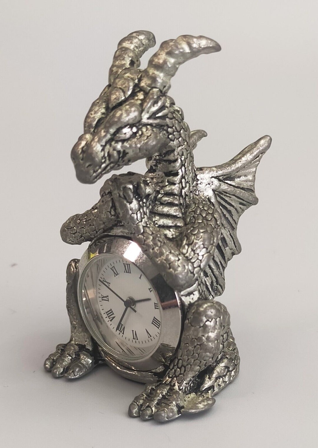 Vintage A. E. Williams Pewter Dragon Clock Mythical Fantasy Gift Idea ...