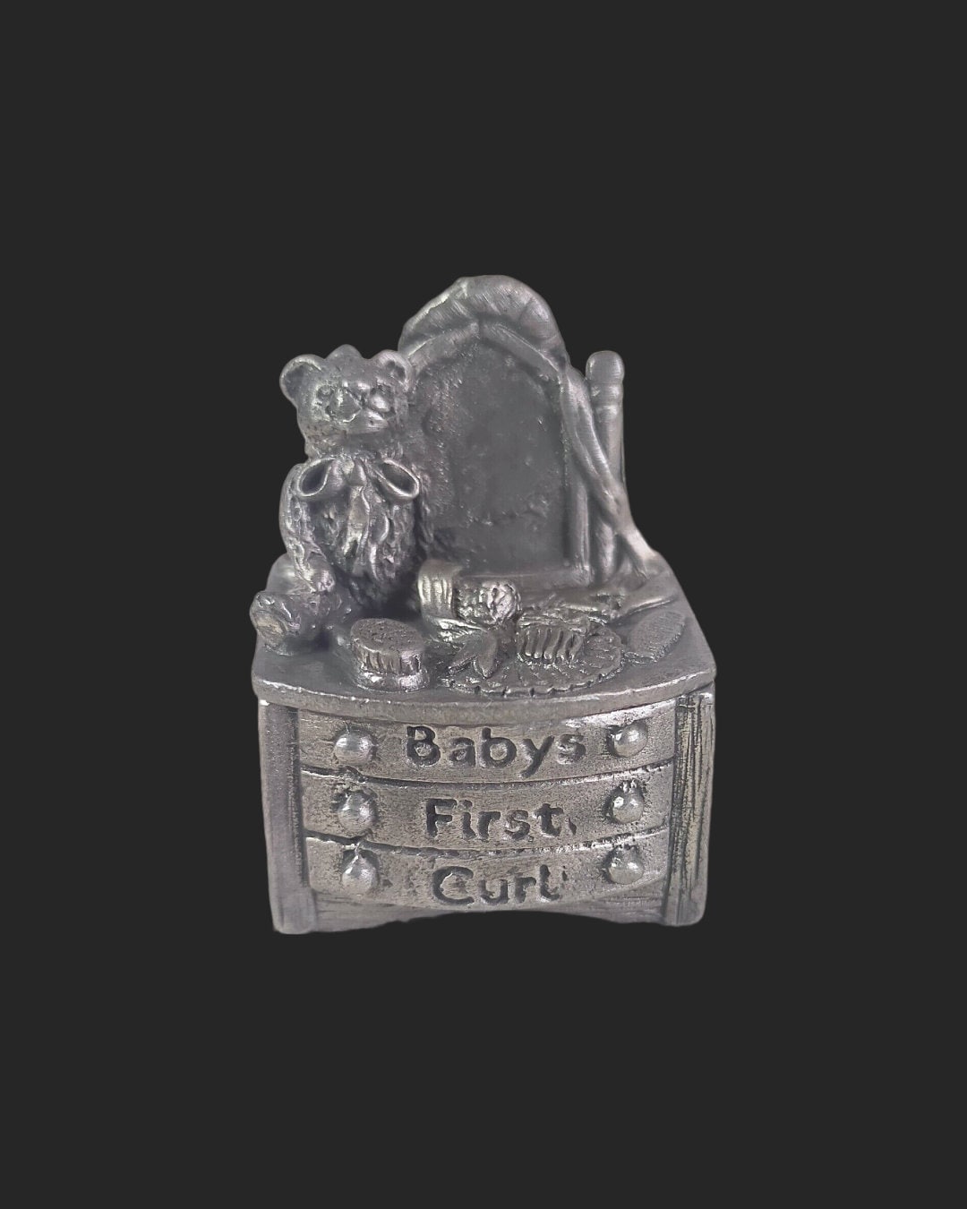 Vintage Wee Boxes Pewter Baby's First Curl Small Trinket Box ...