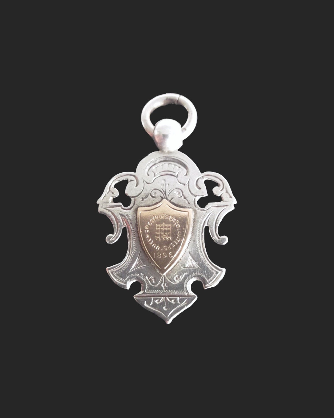 Antique Sterling Silver Gold Pocket Watch Fob Queens Westminster ...