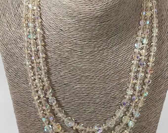 3 Strand Crystal Necklace - Etsy