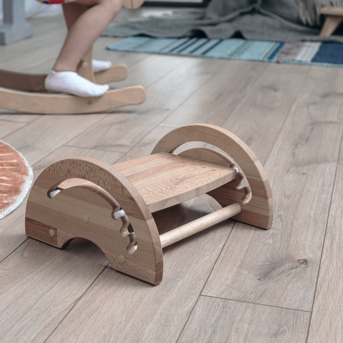Wooden Footstool - Adjustable | Footrest – Footstool | Beech | High ...