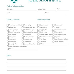 CANVA TEMPLATE Medspa Intake Form - Cosmetic Interest Questionnaire - Etsy