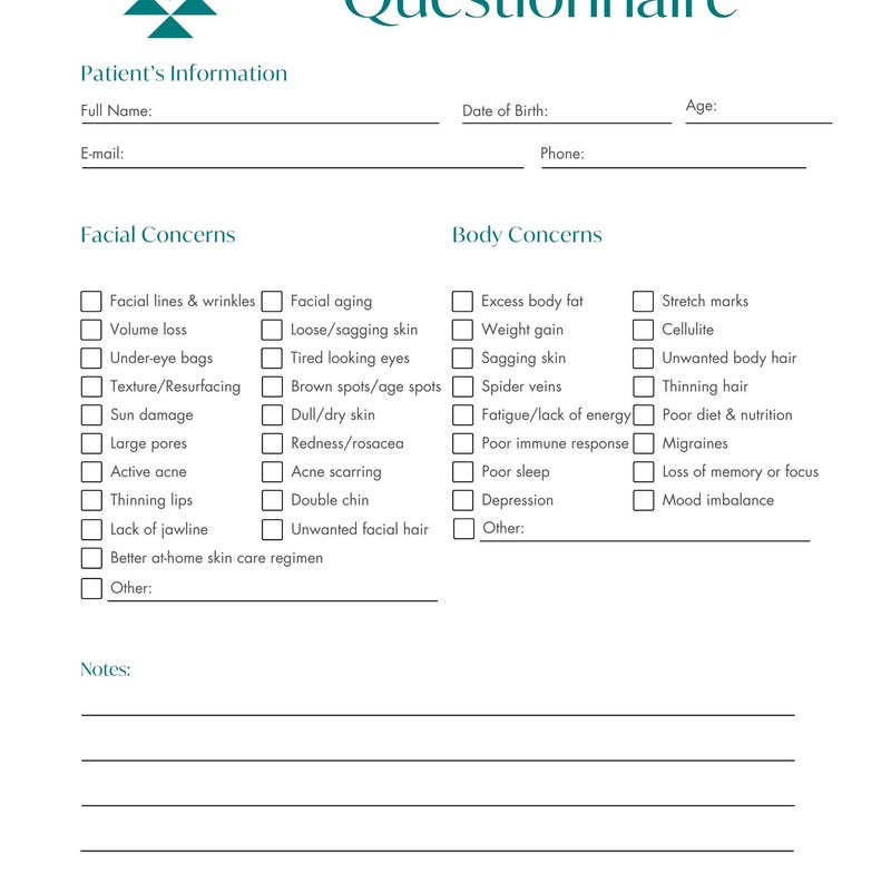 Medspa Intake Form - Etsy