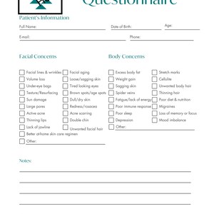 CANVA TEMPLATE Medspa Intake Form - Cosmetic Interest Questionnaire - Etsy