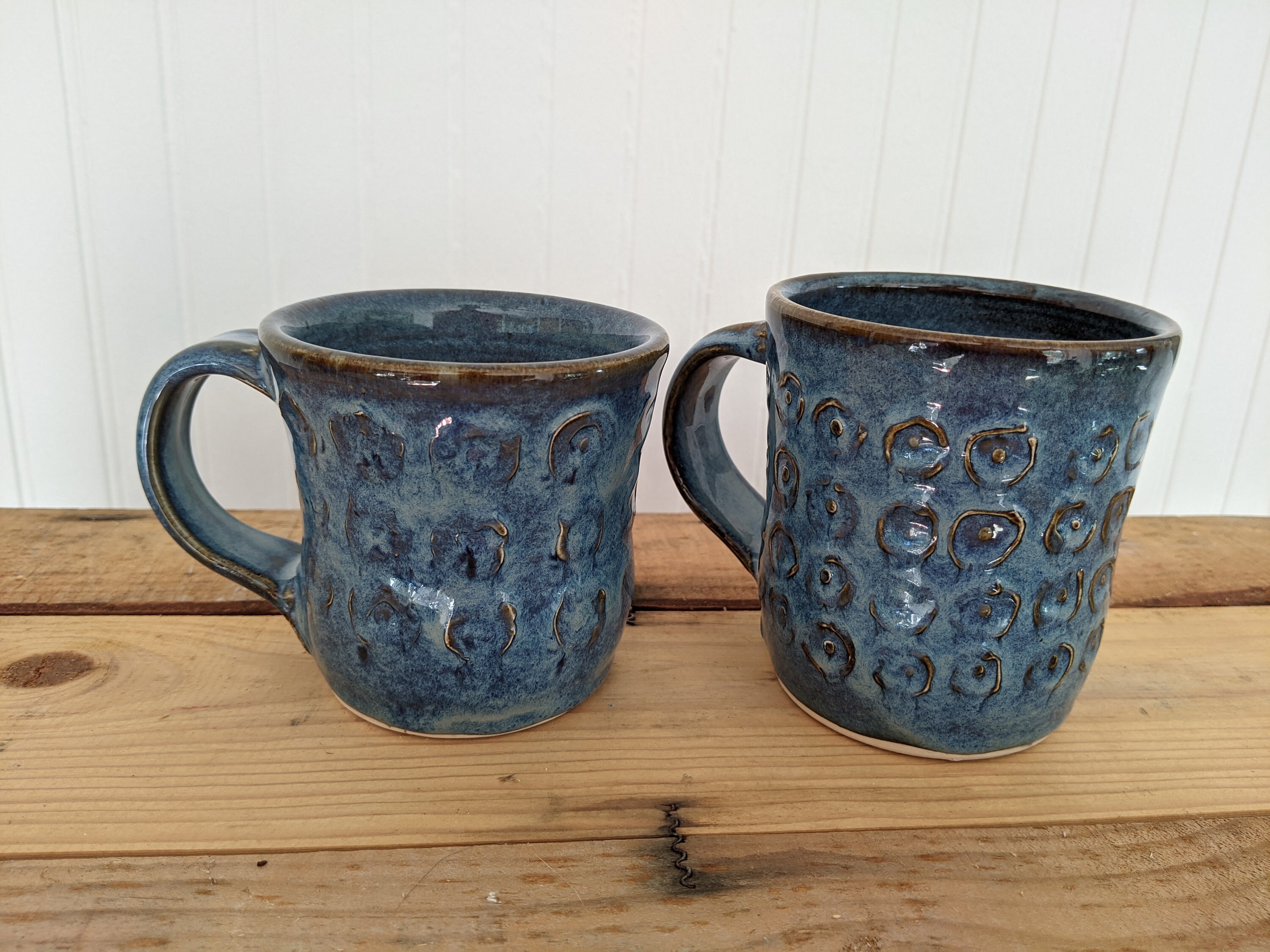 Blue Mug With Circle Design - Etsy UK