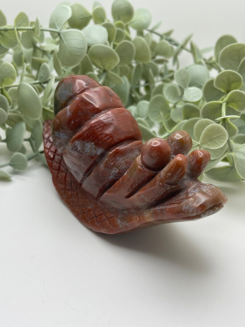 Moss Agate Snail Carving Large // Red Moss Slug // Crystal // Healing ...