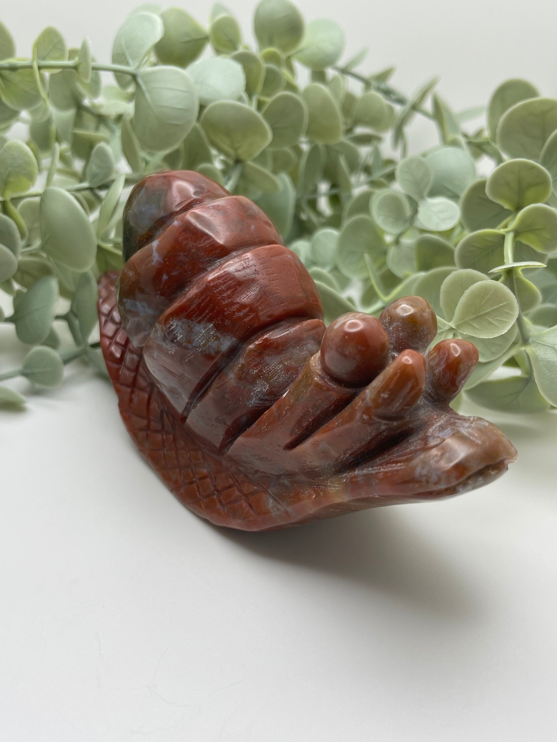 Moss Agate Snail Carving Large // Red Moss Slug // Crystal // Healing ...