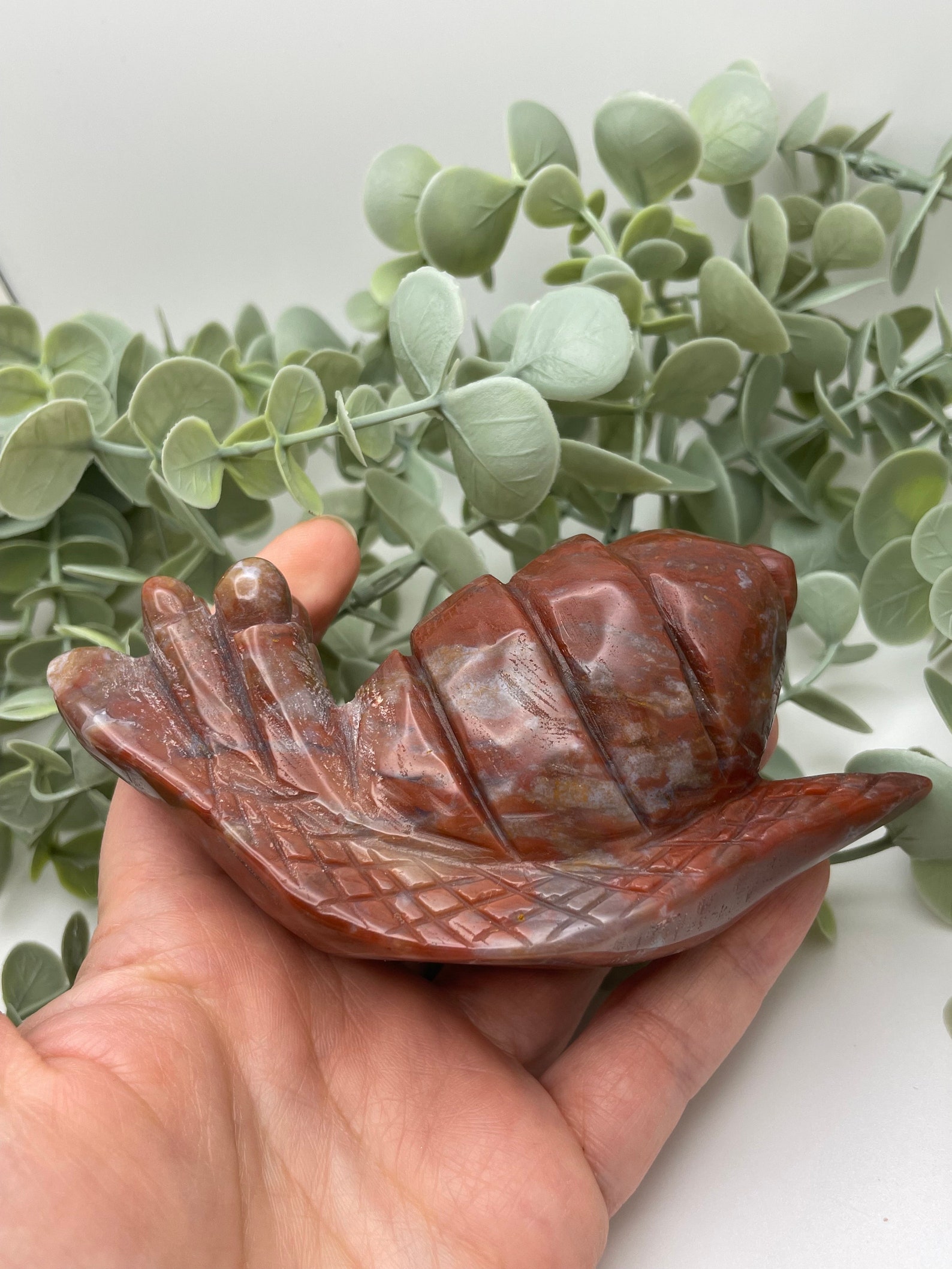 Moss Agate Snail Carving Large // Red Moss Slug // Crystal // Healing ...