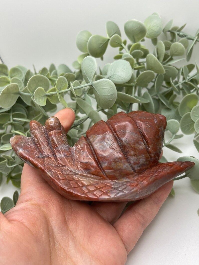 Moss Agate Snail Carving Large // Red Moss Slug // Crystal // Healing ...