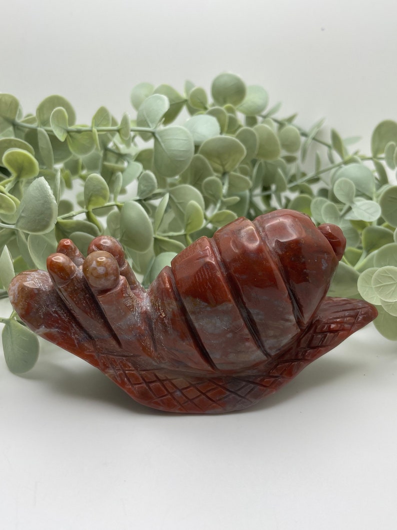 Moss Agate Snail Carving Large // Red Moss Slug // Crystal // Healing ...