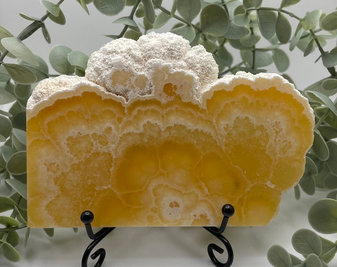 5.4 Inch Large Orange Calcite Slab // Polished Raw Edge Slice ...