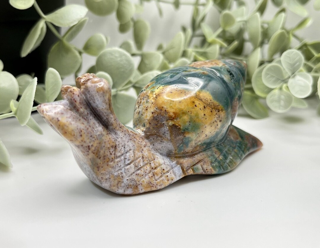 Ocean Jasper Snail // Pink Spotted Slug // Crystal // Healing ...