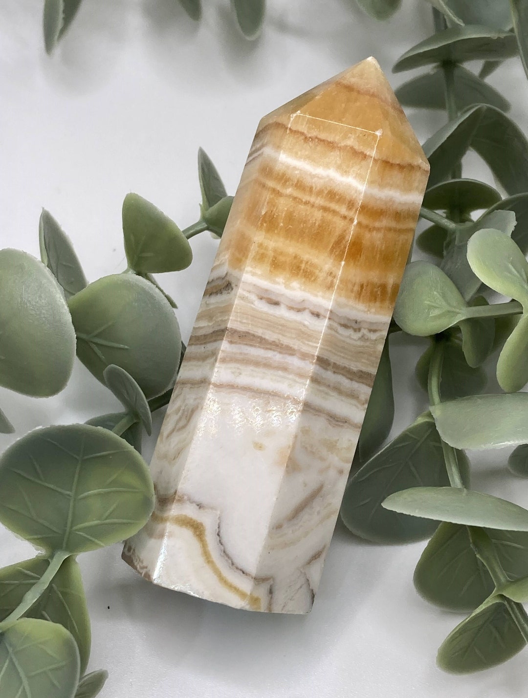 Orange Calcite Crystal Tower //banded Calcite // Creamsicle // Points ...