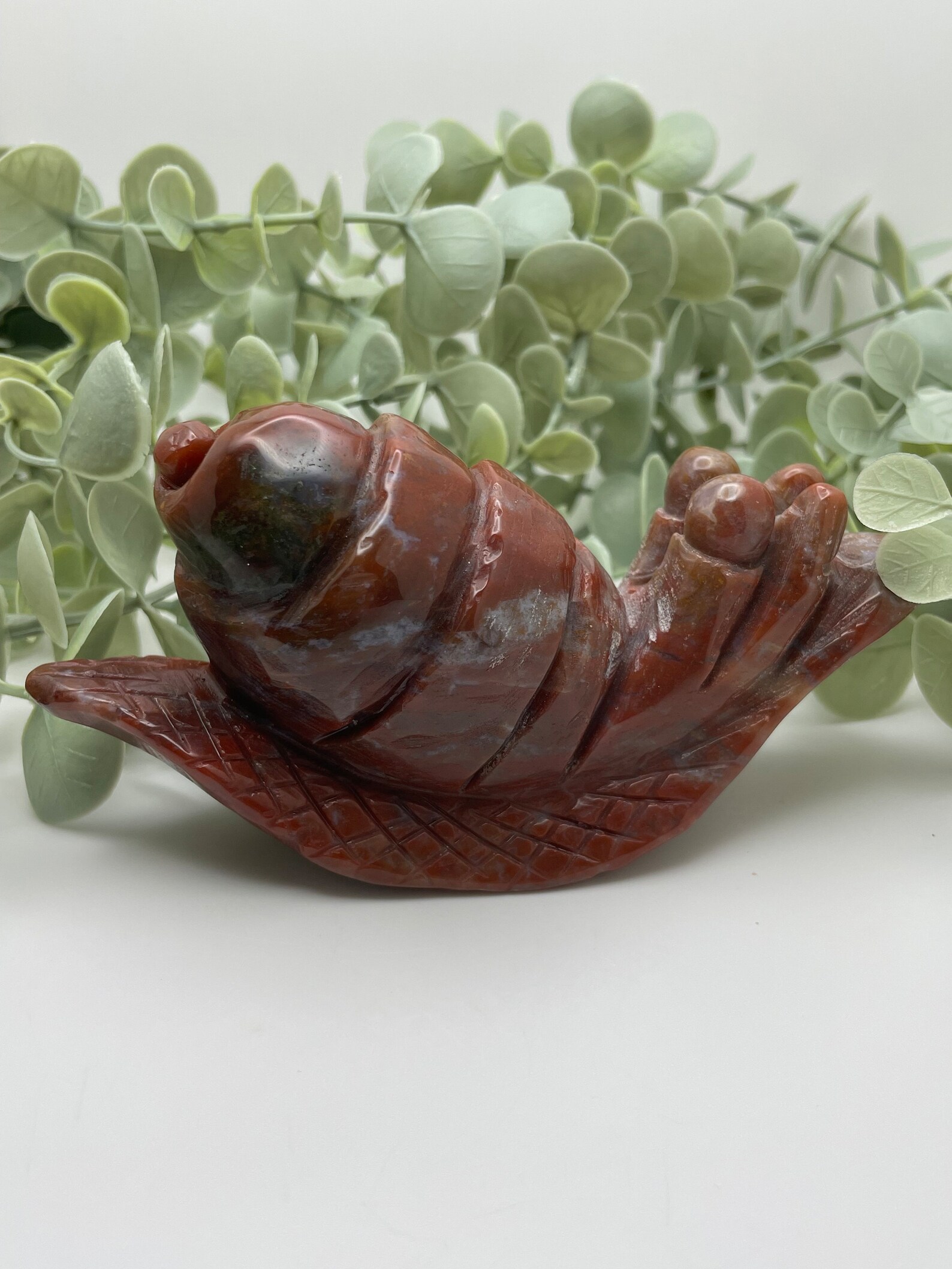 Moss Agate Snail Carving Large // Red Moss Slug // Crystal // Healing ...