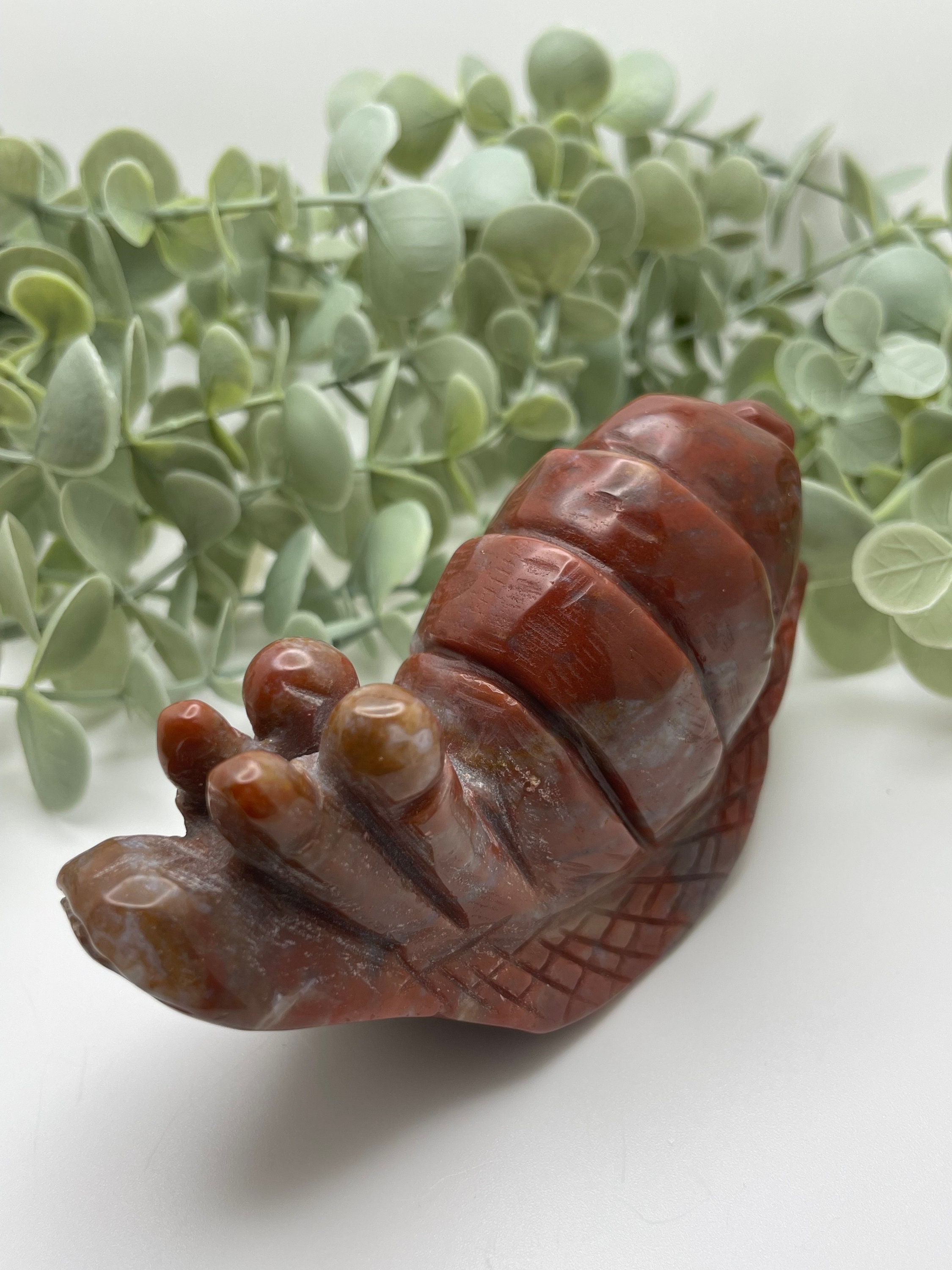 Moss Agate Snail Carving Large // Red Moss Slug // Crystal // Healing ...