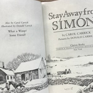 Inscribed Book : " Stay Away From Simon " by Carol and Donald Carrick ...