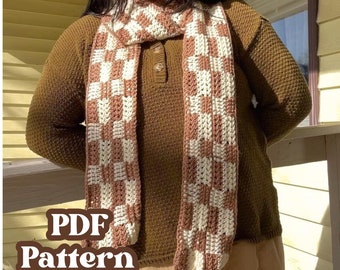 Checkered Scarf Crochet Pattern - No Sewing, Now Carrying the Yarn - Etsy