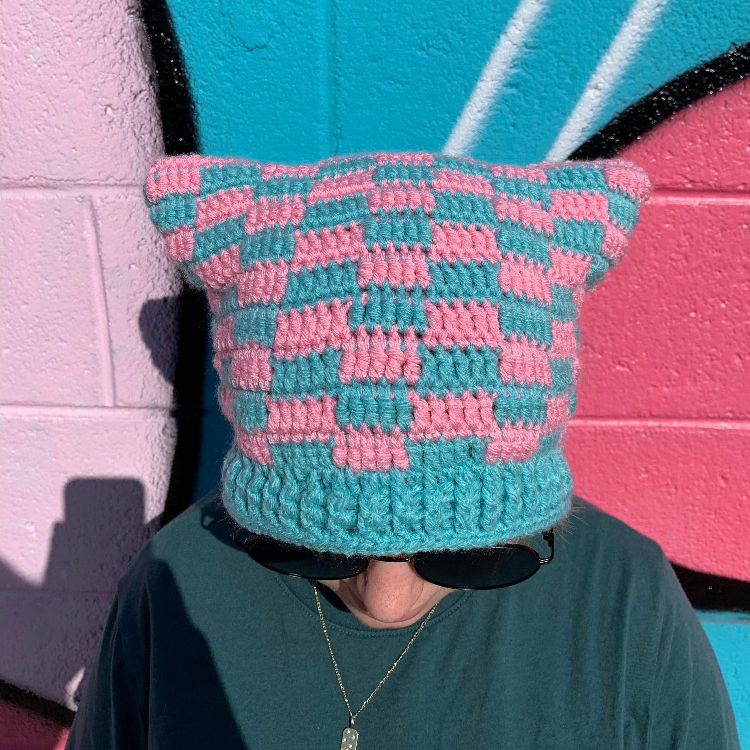 Checkered Cat Hat Crochet Pattern - Etsy