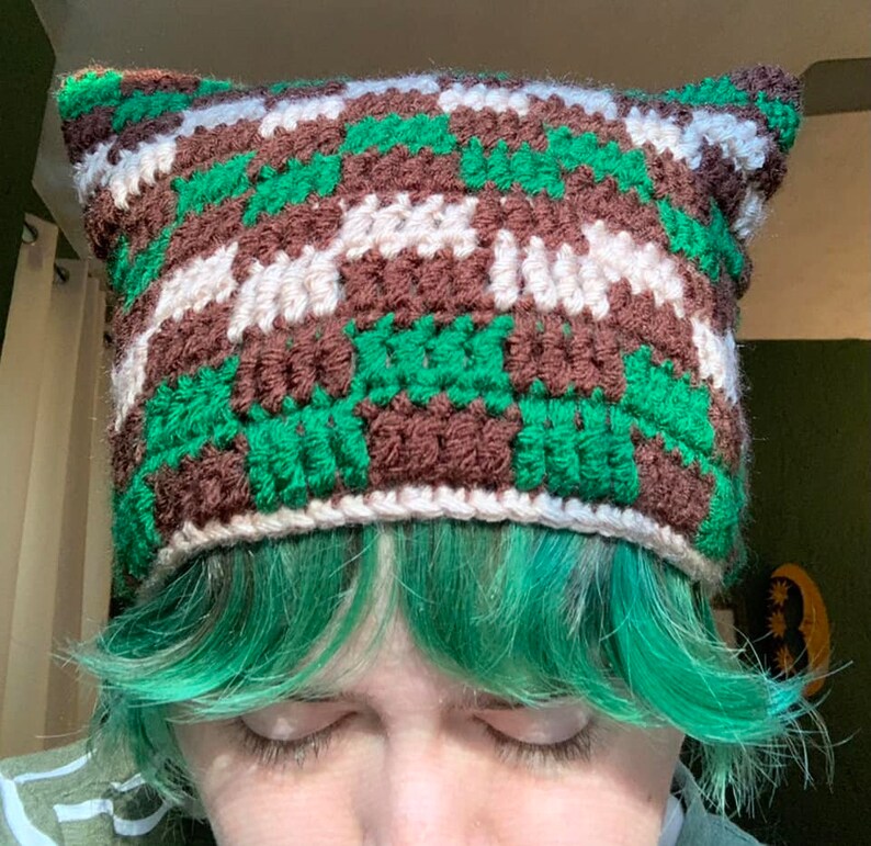 Checkered Cat Hat Crochet Pattern - Etsy