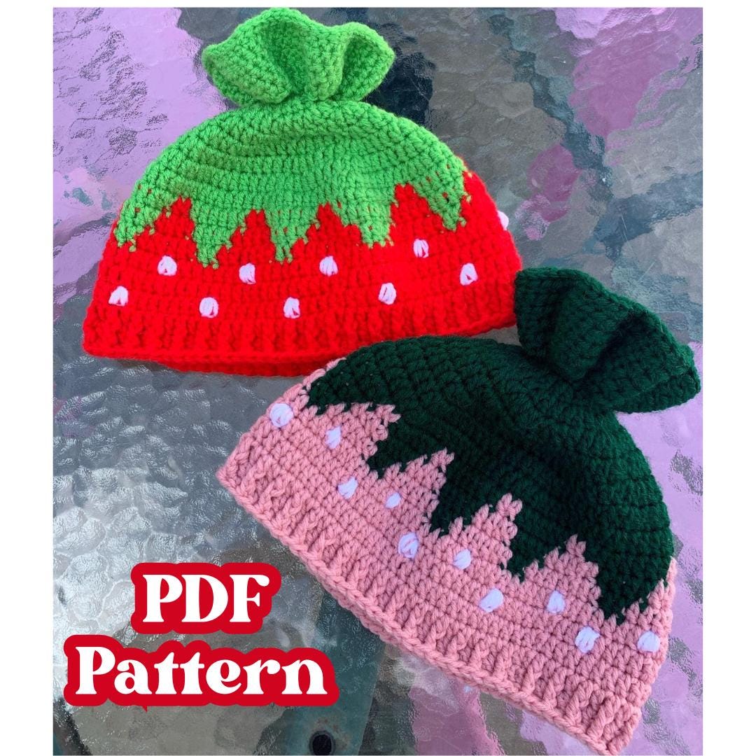 Strawberry Bon Bon Beanie Crochet Pattern - Etsy