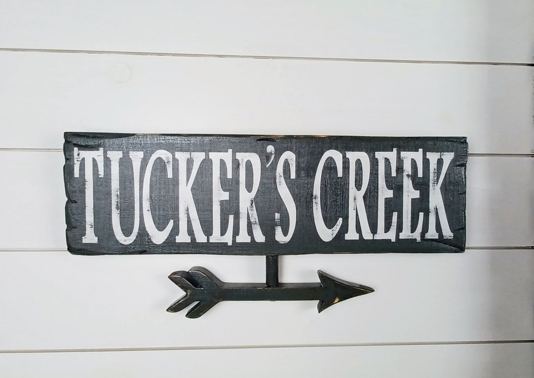 Creek Sign, Personalized Creek Sign, Signs With Arrows, Arrow Signs ...
