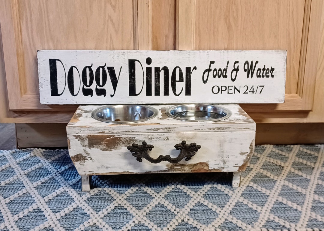 Doggy, Doggy Diner Sign, Dog Wall Art, Dog Food Sign, Dog Food Station ...