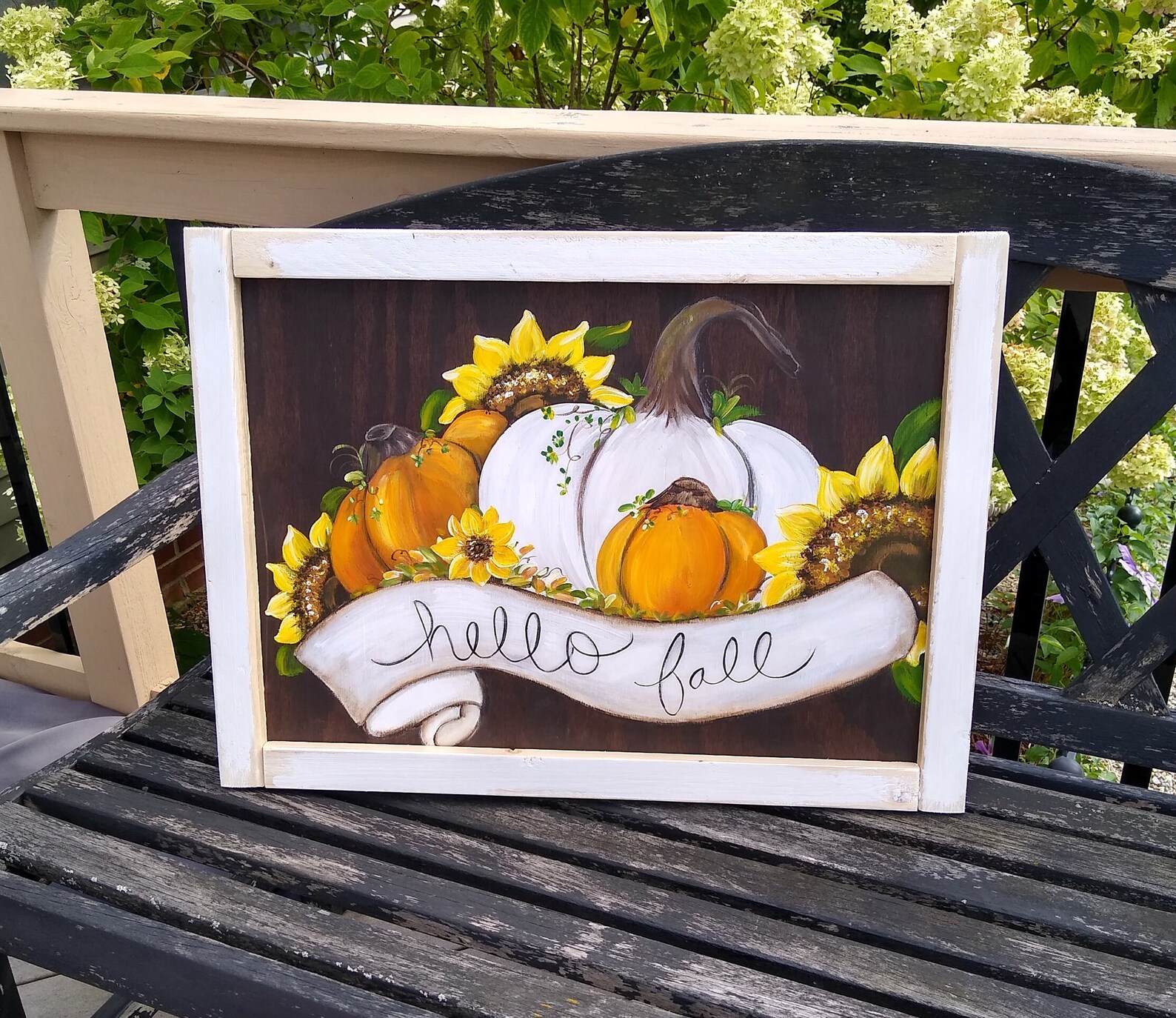 Hello fall wood sign autumn decor pumpkin decor sunflower | Etsy