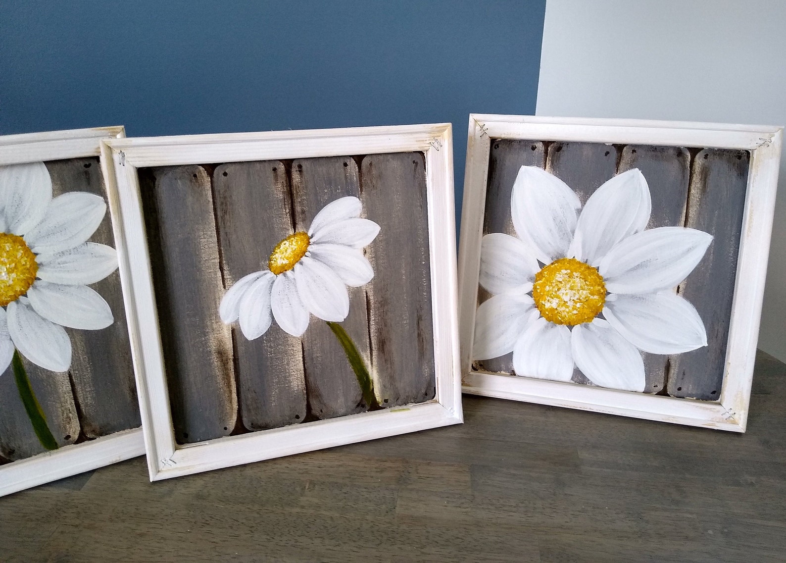Framed Daisy Art Set White Daisy Wall Paintings Daisy - Etsy