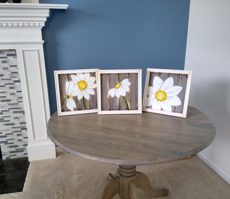 Framed Daisy Art Set White Daisy Wall Paintings Daisy | Etsy