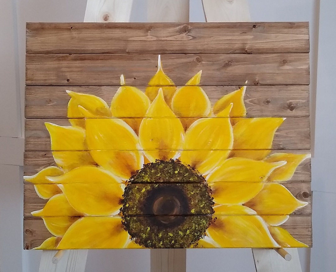 Sunflower Painting on Wood, Sunflower Art, Sunflower Wood Sign ...
