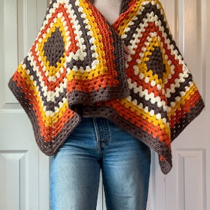 Foliage Shawl Crochet Shawl 70s Retro Crochet Wrap Vintage Inspired ...